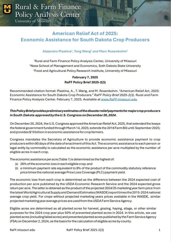American Relief Act, 2025: Economic Assistance for South Dakota Crop ...
